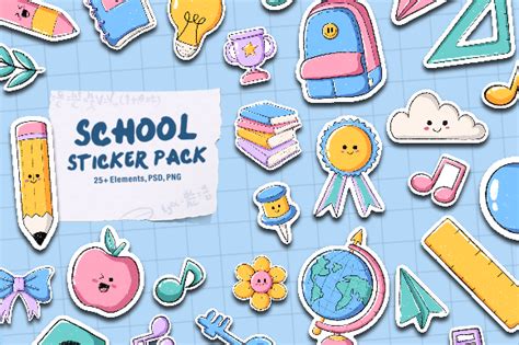 Cute School Sticker Pack Graphic By Floby · Creative Fabrica