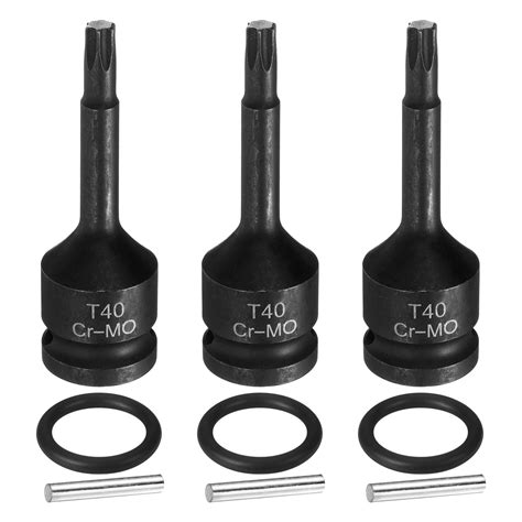 Uxcell 3pcs 12 Drive Torx Bit Socket T40 Impact 6 Point Star Bit