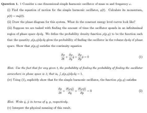 Solved Question 1 1 Consider A One Dimensional Simple
