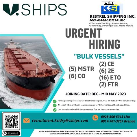 Kestrel Shipping Inc Careers Jobs In Bulk And Container Ships
