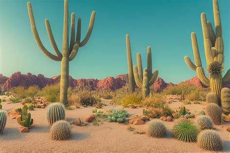 Premium Photo An Arid Landscape Of The Hot Sahara Desert Cacti And