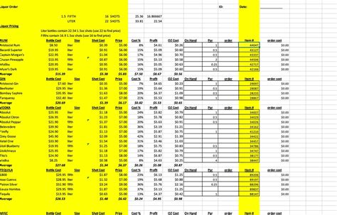 Bar Inventory And Ordering Template Excel Spreadsheet For Restaurant