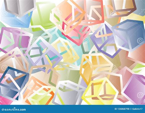 Computer Generated Loose Floating Cubes Pattern Creating Colorful