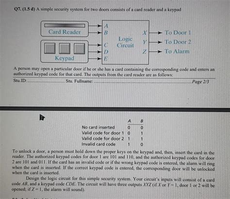 Solved A Simple Security System For Two Doors Consisrs Of A
