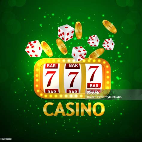녹색 배경에 금화 비행 슬롯 머신과 주사위 카지노 골드 텍스트 효과 벡터에 대한 스톡 벡터 아트 및 기타 이미지 벡터 카지노 3차원 형태 Istock