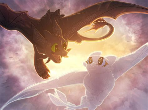 Toothless And Light Fury Romantic Flight By Dragonkingeevee On Deviantart