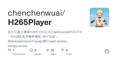 github chenchenwuai h265player 在浏览器上播放h265视频流 通过websocket获取到每一帧h265流