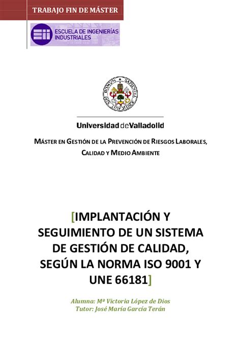 (PDF) Implantación y seguimiento de un sistema de gestión de calidad, según la Norma ISO 9001 Y ...