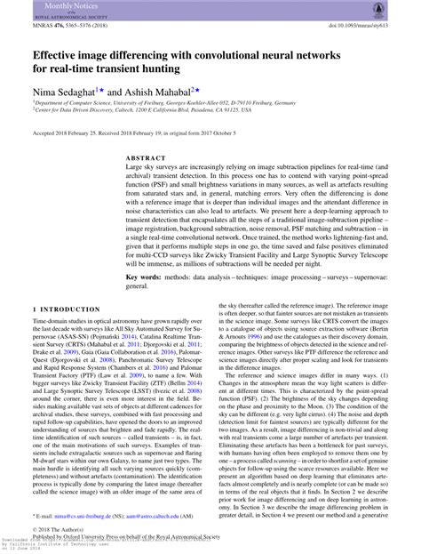 Pdf Effective Image Differencing With Convolutional Neural Networks For Real Time Transient