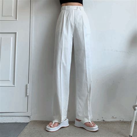 핏보장여름린넨 시원한 린넨 롱 하이웨스트 옆단추 핀턱 와이드 슬랙스 에이블리