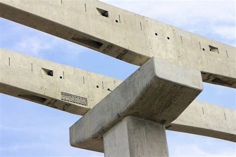 Complete Joints Of Concrete Beams For Sky Train Railway Stock Image