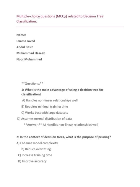 15 mcqs ml dt classification pdf statistical classification