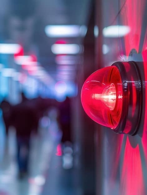 Premium Photo A Bright Red Fire Alarm Light And Button Are Visible On The Wall Illuminating A