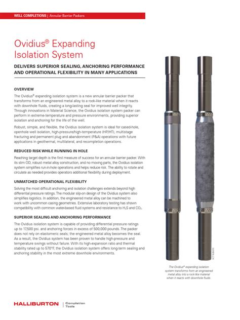 Ovidius Expanding Isolation System Data Sheet Download Free Pdf Metals Pressure Measurement