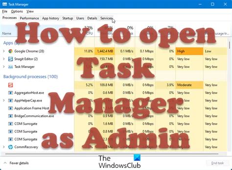 how to run task manager as administrator in windows 11 10