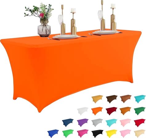 Parojati 6ft Table Cloth Orange Waterproof Stretch Fitted
