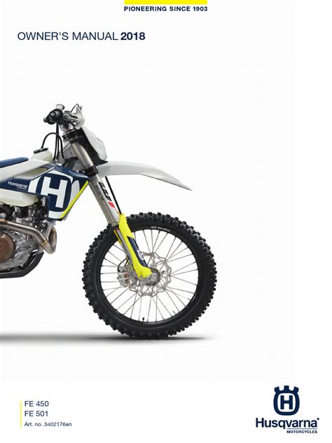Husqvarna Fe 450 501 2018 Owners Manual Pdf Brake Personal