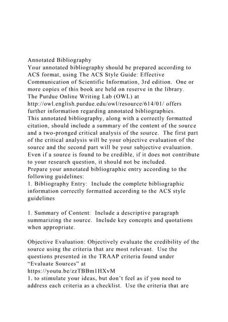 Annotated Bibliographyyour Annotated Bibliography Should Be Docx