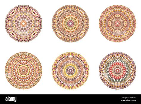 Circular Abstract Round Floral Ornament Mandala Set Geometrical Ornamental Vector Graphic From