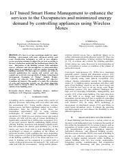 Iot Based Smart Home Management Pdf Iot Based Smart Home Management To Enhance The Services To