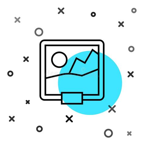 Black Line Picture Icon Isolated On White Background Random Dynamic Shapes Stock Vector