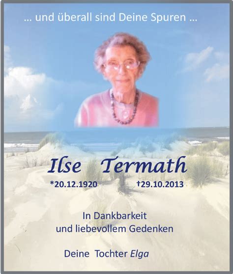 Traueranzeigen Von Ilse Termath Trauer In Nrwde