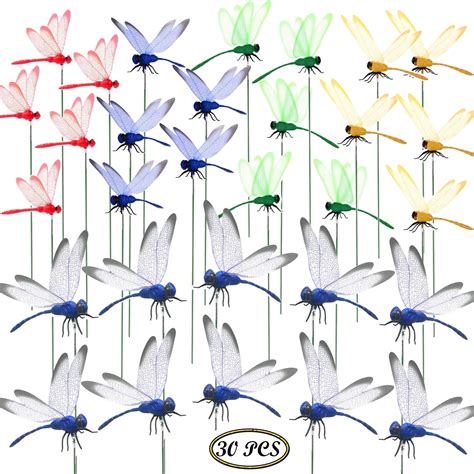 24pcs 3d Dragonfly Planter Dragonflies Garden Ornaments