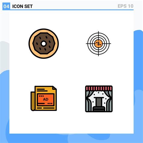 Set Of 4 Modern Ui Icons Symbols Signs For Dessert Funds Snack Business Money Editable Vector