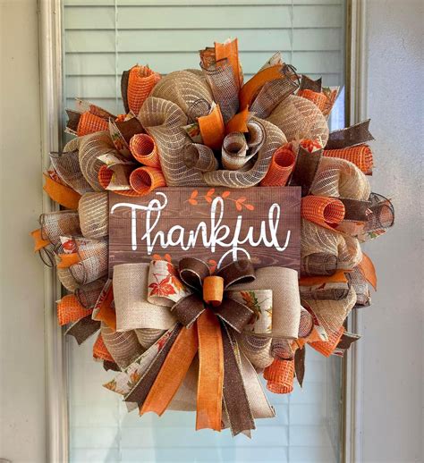 Thanksgiving Mesh Wreath Diy Thanksgiving Wreath Deco Mesh Thankful