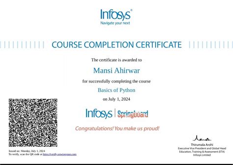 Mansi Ahirwar On Linkedin Infosys Python