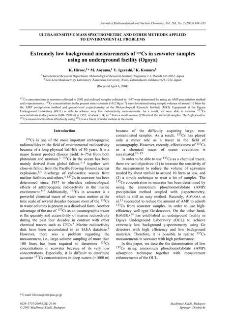Pdf Ultra Sensitive Mass Spectrometric And Other Methods Applied To Environmental Problems
