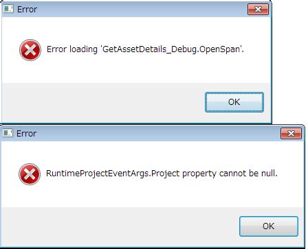 RuntimeProjectEventArgs Project Property Cannot Be Null Support Center