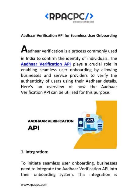 Aadhaar Verification Api For Seamless User Onboarding Docx
