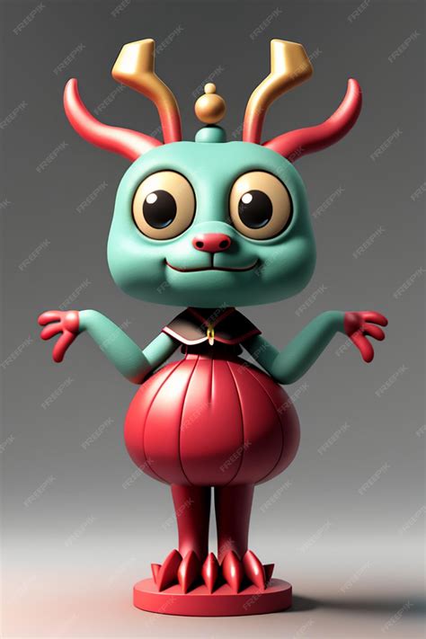 만화 애니메이션 중국 용 아기 의인화 된 3d 렌더링 캐릭터 모델 그림 제품 프리미엄 사진