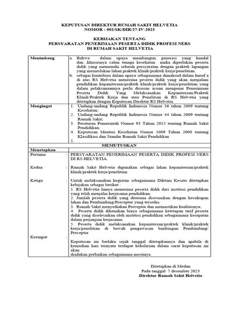 Kebijakan Penerimaan Ners Pdf