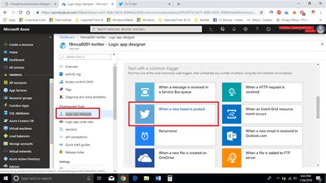 create logic app on azure and trigger it to twitter tutorials link