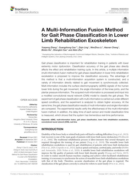 Pdf A Multi Information Fusion Method For Gait Phase Classification In Lower Limb