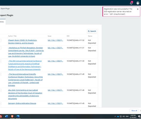 Cannot Deposit Articles Doi Automatically Doi Registration Server