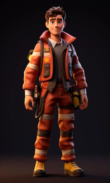 Premium Ai Image 3d Model Of A Firefighter Character