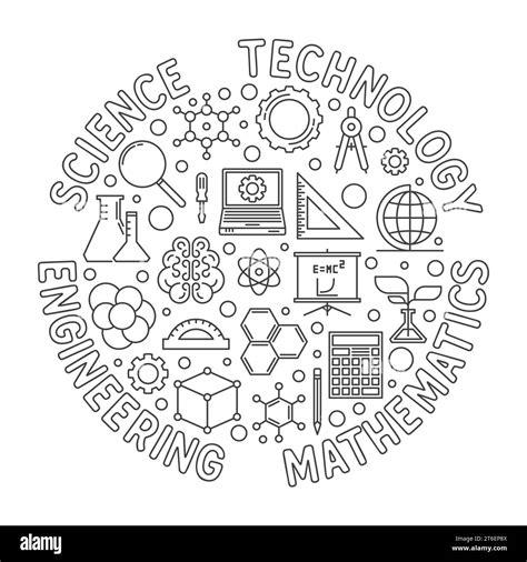 Science Technology Engineering Mathematics Round Vector Banner Stem Education Concept