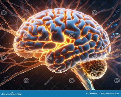 Brain Showing Neurons Firing And Neural Extensions Stock Image Image