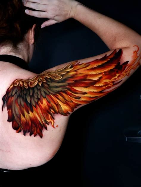 Tattoo Share Realism Fire Angel Wings Cover Up Tattoo Wing Tattoos