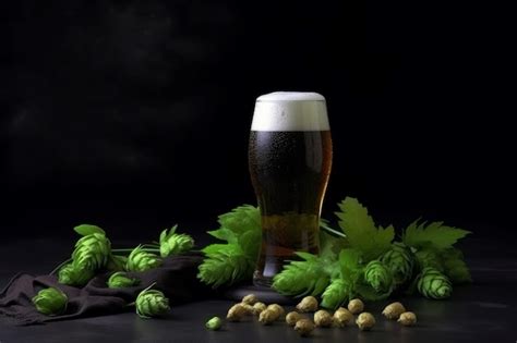 Premium Photo Glass Beer Green Hops Drink Generate Ai