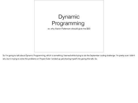 Dynamic Programming Speaker Deck