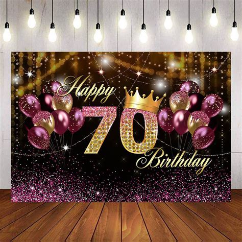 Mocsicka Balloons And Glowing Dots Happy 70th Birthday Backdrop