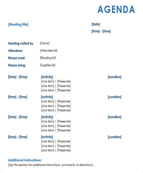 34 Agenda Templates In Word
