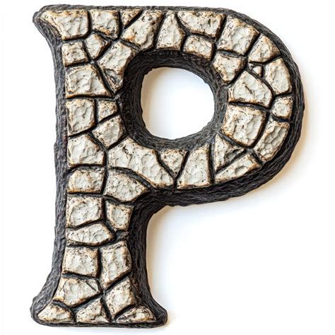 A Decorative Letter P Designed With A Textured Stone Like Appearance Stock Illustration