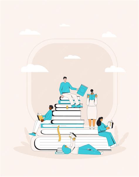 Premium Vector People With Book Literature Fans Vector Illustration