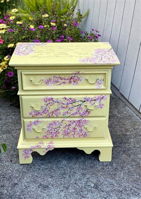 Soldout Vintage Nightstand Bedside Table Cherry Blossom Night Stand
