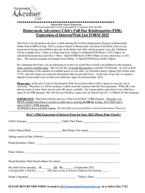 Fillable Online Rac Fdk Expression Of Interest Form Fax Email Print